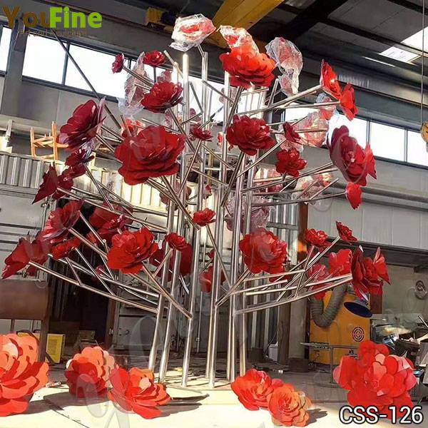Large Metal Rose Tree sculpture-You Fine Metal Sculpture