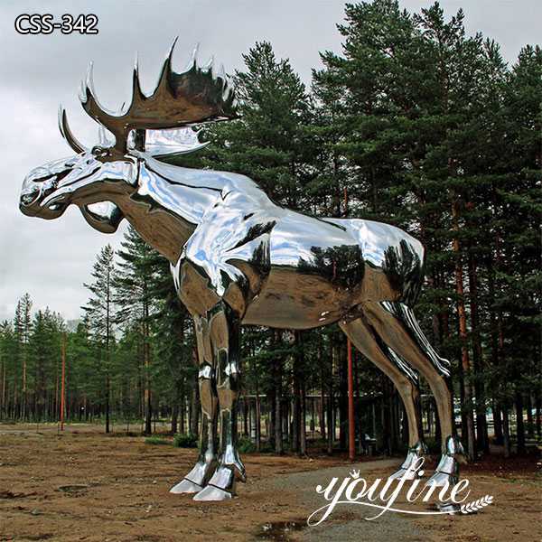 Big Mirror Metal Moose Sculpture Outdoor Garden Decor for Sale