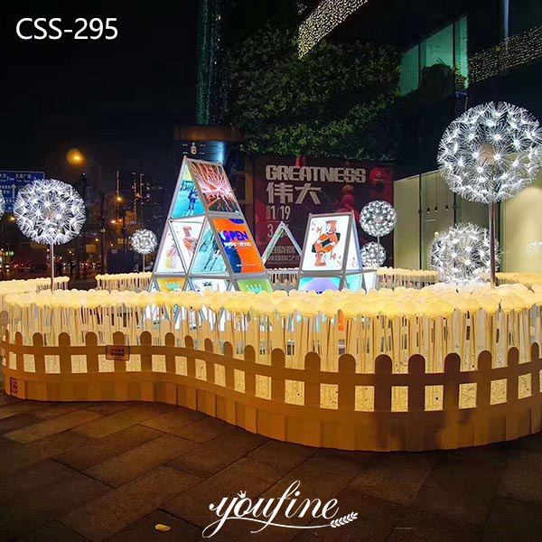Large Square Metal Light Dandelion Sculptures for Sale CSS-295