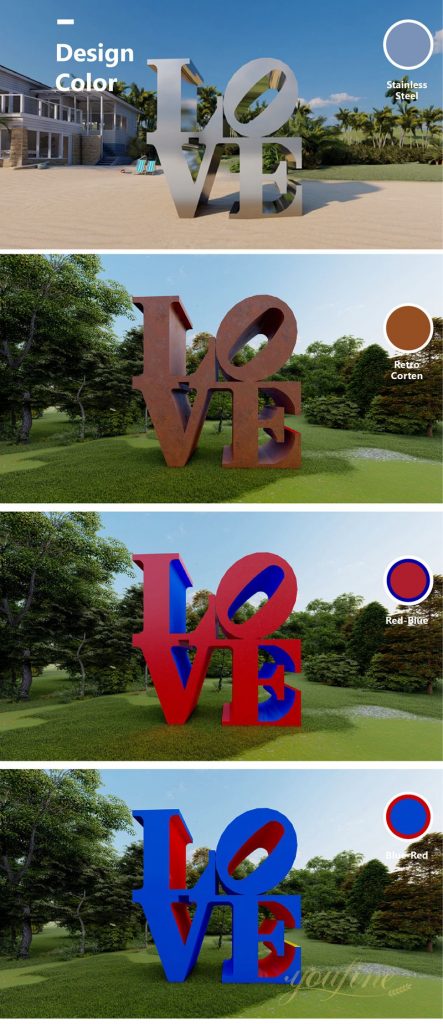 Love Sculpture Corten Steel Modern Outdoor Art Decor for Sale