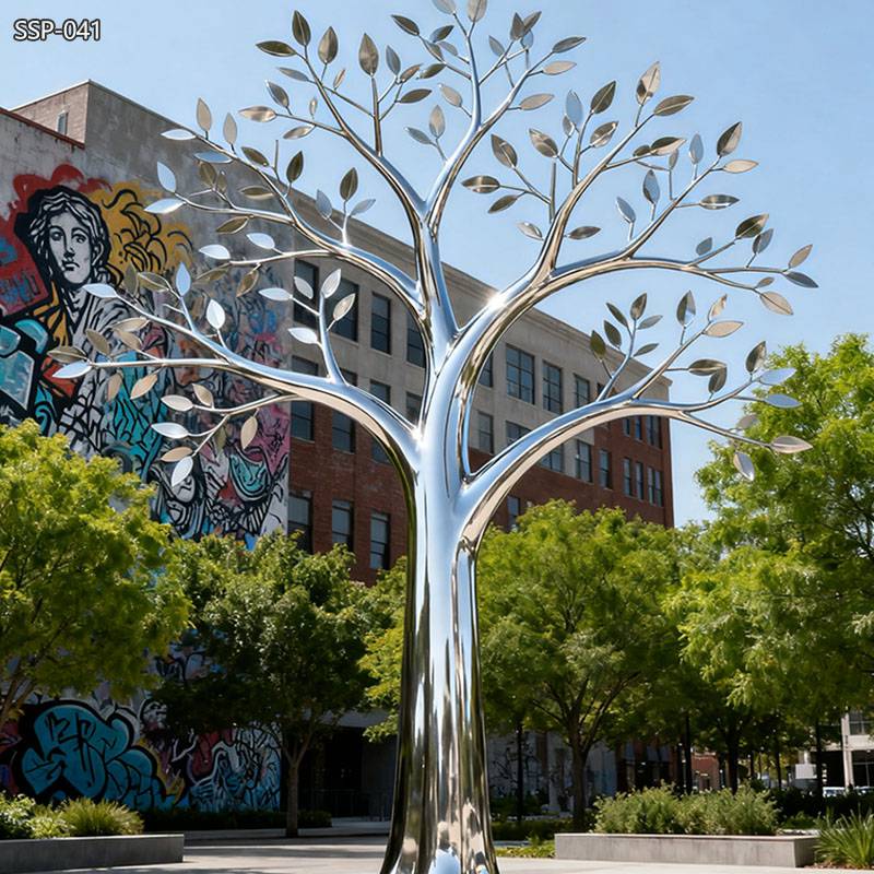 Large Outdoor Metal Tree Sculpture - Stainless Steel Tree Art