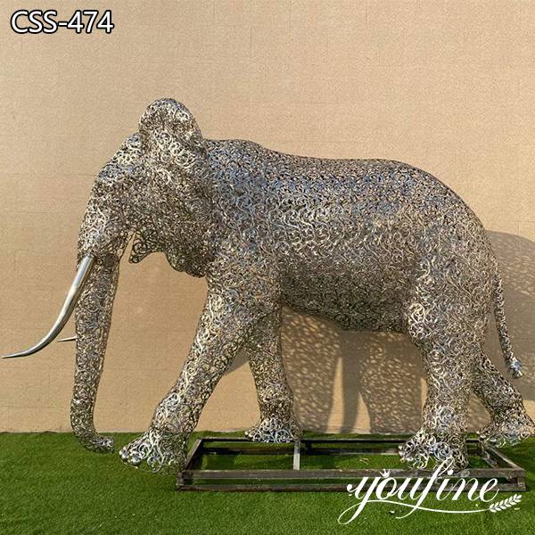 Wire Hollow Metal Elephant Sculpture with Lighting