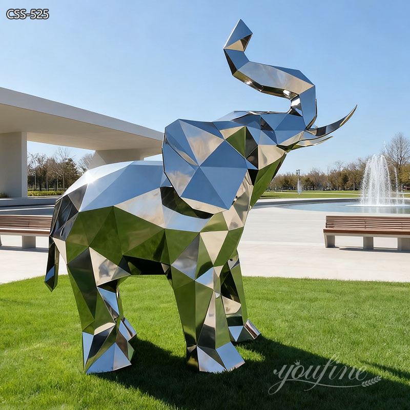 Stainless Steel Geometric Elephant Statue