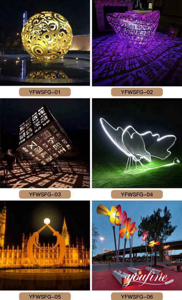 Modern Light Sculpture Outdoor Stainless Steel Art - YouFine Sculpture