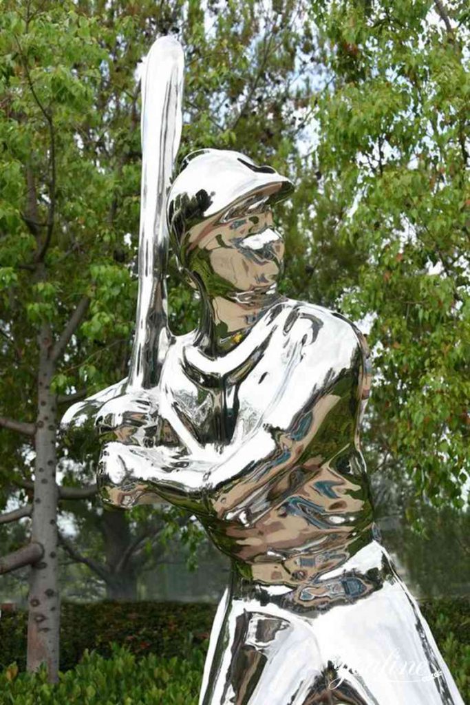 Baseball Player Garden Statue Stainless Steel Decor - YouFine Sculpture