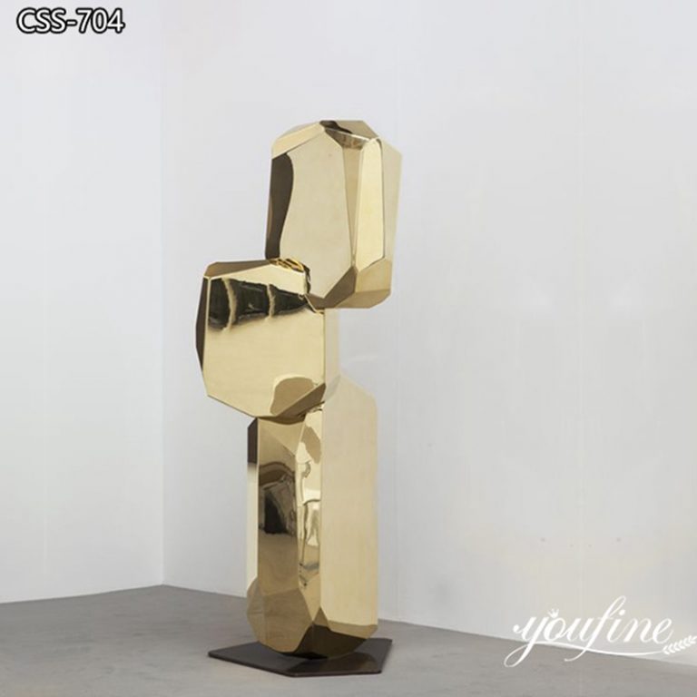 Geometric Abstract Sculpture Gold Stainless Steel Art - YouFine Sculpture