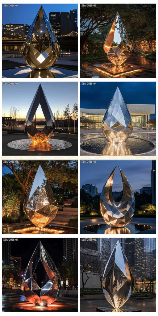 Stainless Steel Large Water Drop Sculpture SSA-N055