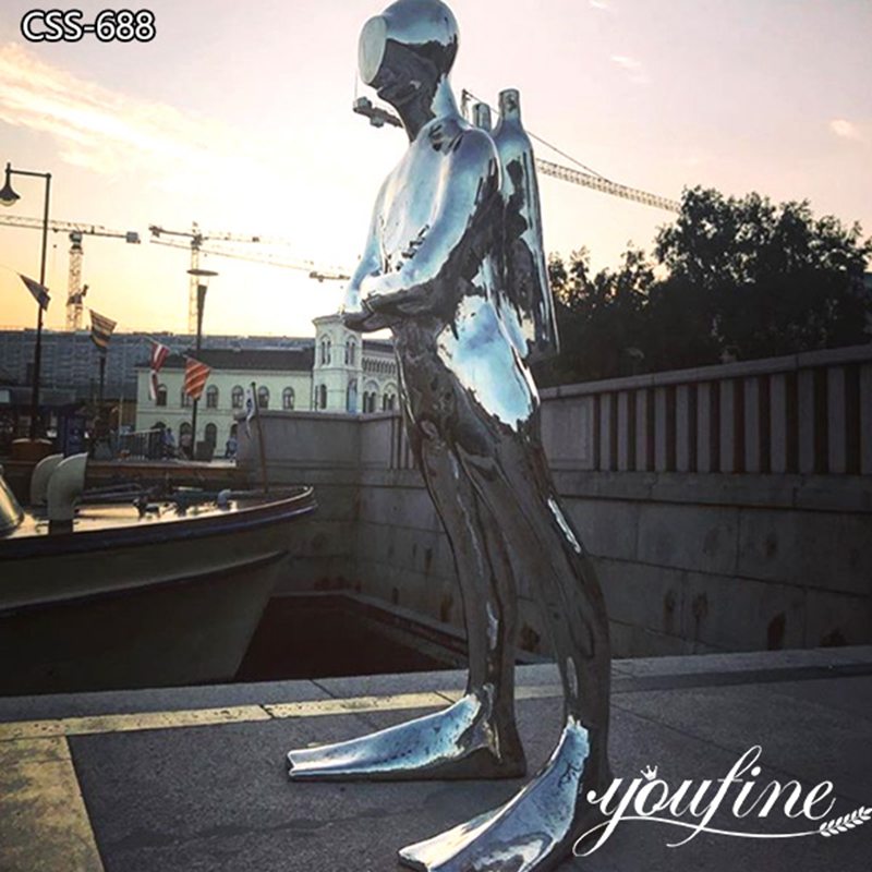Scuba Diver Statue Stainless Steel Water Feature- YouFine Sculpture