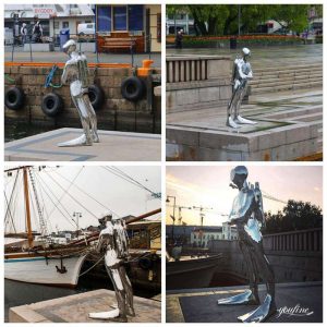 Scuba Diver Statue Stainless Steel Water Feature- YouFine Sculpture