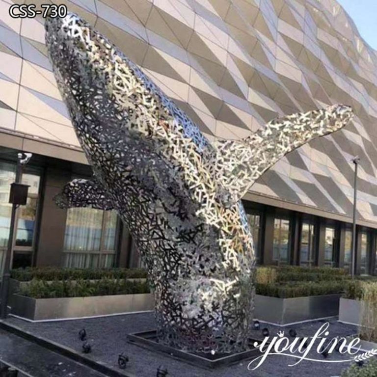 Metal Whale Sculpture Contemporary Outdoor Decor - YouFine Sculpture