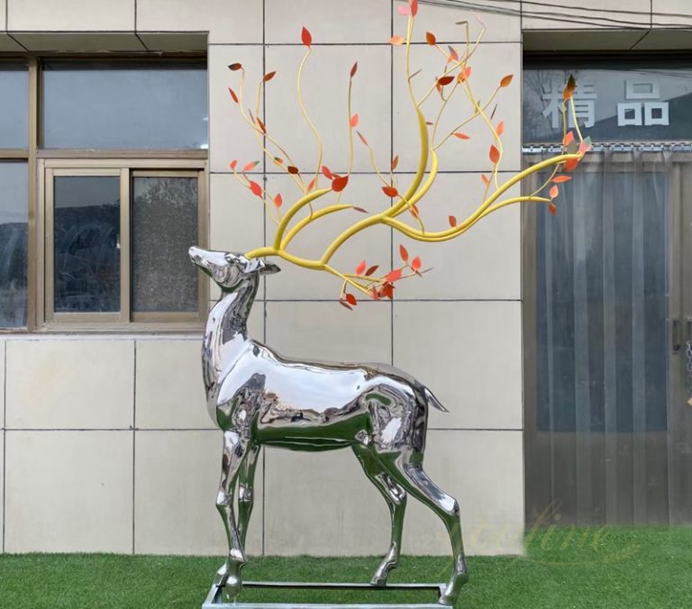 Large Metal Deer Sculpture Indoor and Outdoor - Stainless Steel Sculpture
