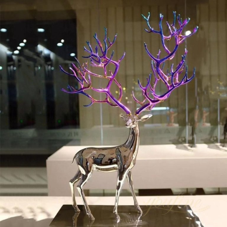 Large Metal Deer Sculpture Indoor and Outdoor - Stainless Steel Sculpture