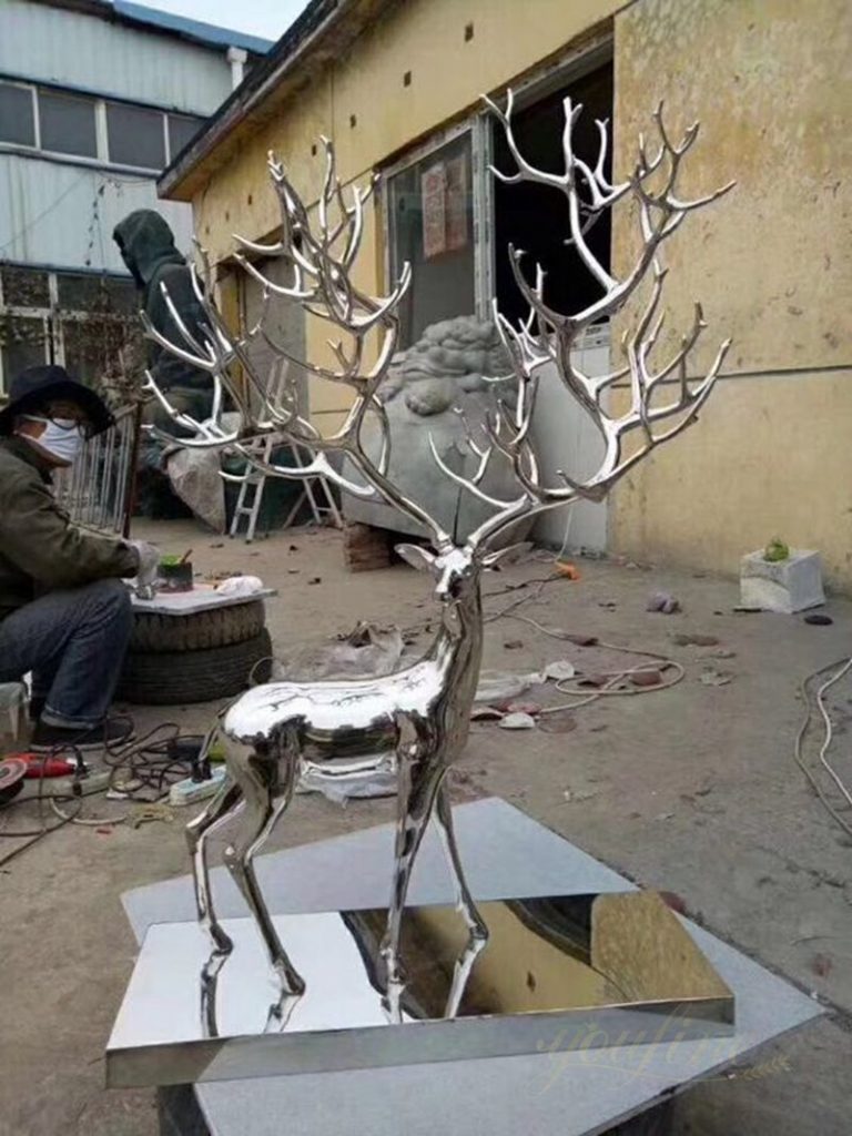 Large Metal Deer Sculpture Indoor and Outdoor - Stainless Steel Sculpture