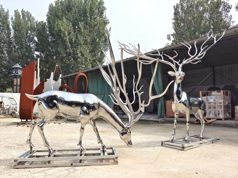 Large Metal Deer Sculpture Indoor and Outdoor - Stainless Steel Sculpture