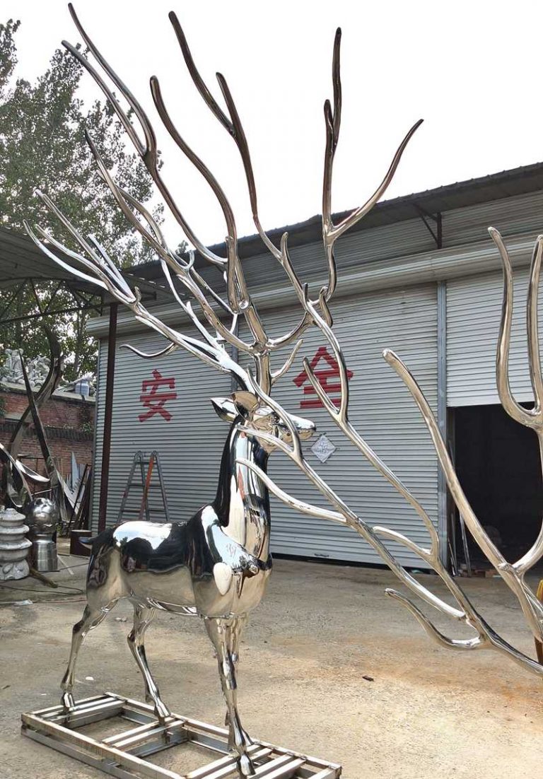 Large Metal Deer Sculpture Indoor and Outdoor - Stainless Steel Sculpture