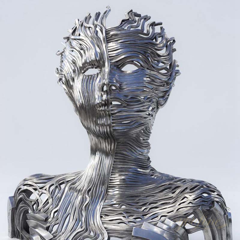 Metal Face Sculpture Modern Abstract Art Decor- Stainless Steel Sculpture