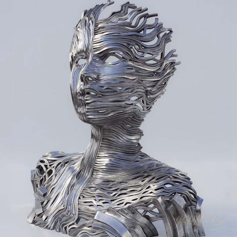 Metal Face Sculpture Modern Abstract Art Decor- Stainless Steel Sculpture