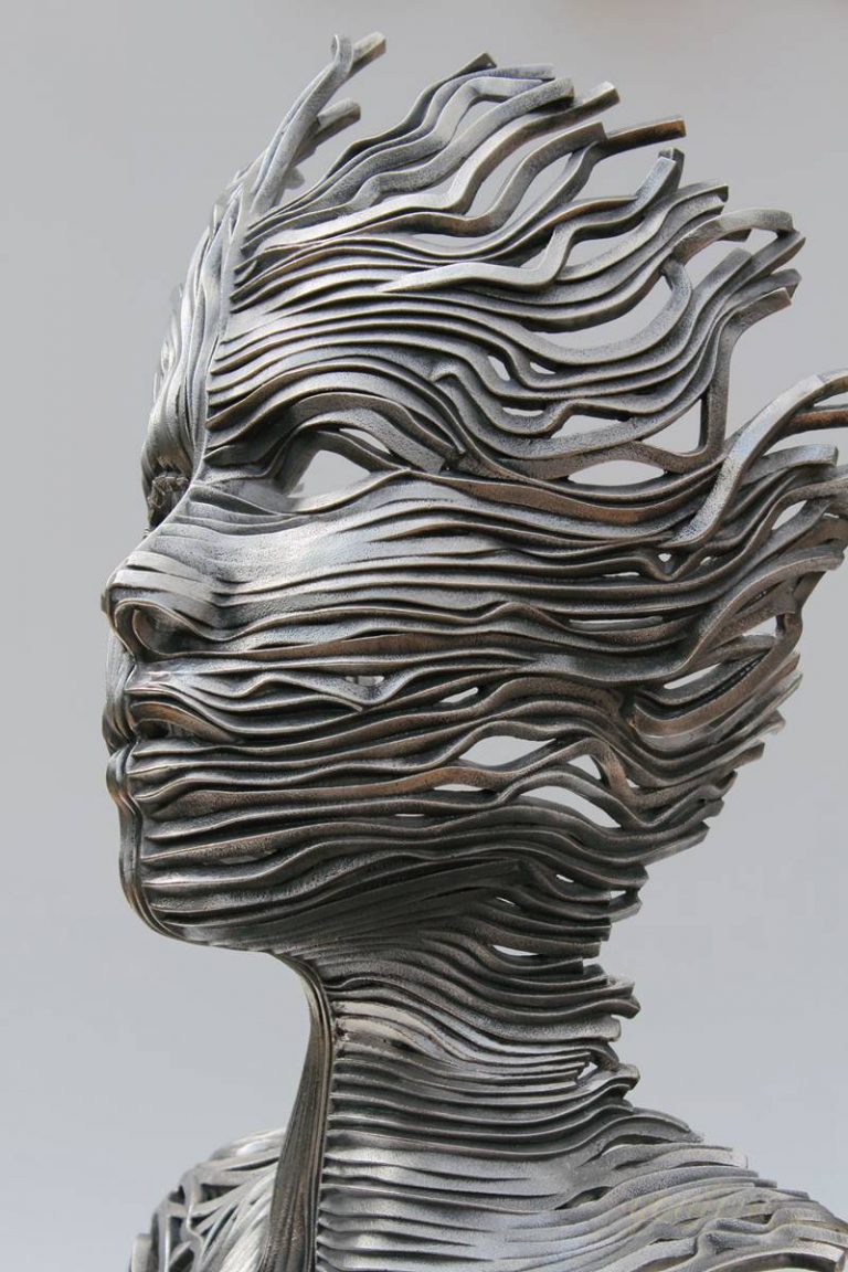 Metal Face Sculpture Modern Abstract Art Decor- Stainless Steel Sculpture