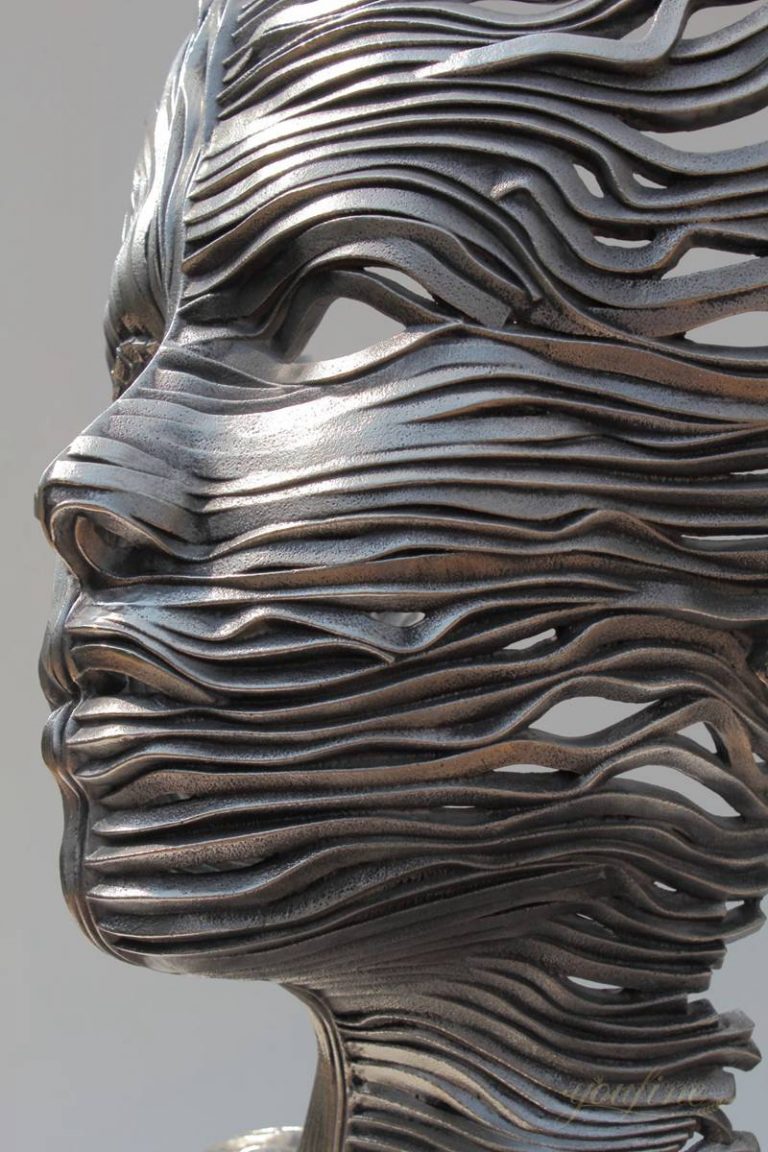 Metal Face Sculpture Modern Abstract Art Decor- Stainless Steel Sculpture