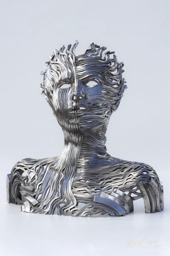 Metal Face Sculpture Modern Abstract Art Decor- Stainless Steel Sculpture