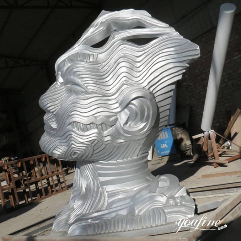 Metal Face Sculpture Modern Abstract Art Decor- Stainless Steel Sculpture