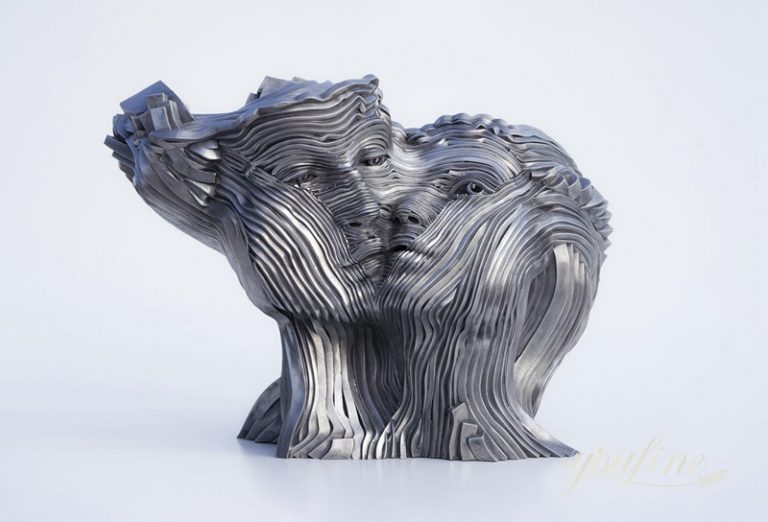 Metal Face Sculpture Modern Abstract Art Decor- Stainless Steel Sculpture