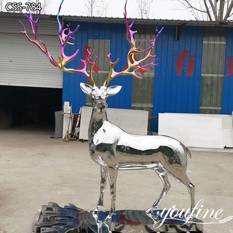 Statue of Deer Stainless Steel Outdoor Art Decor - YouFine Sculpture