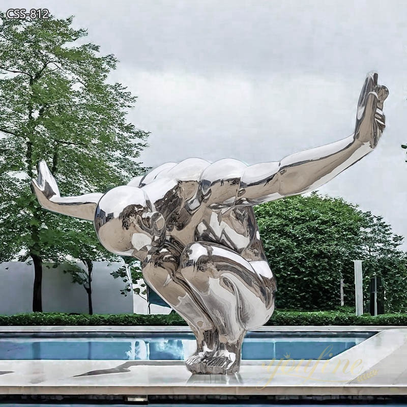 High Polished Modern Metal Man Statue