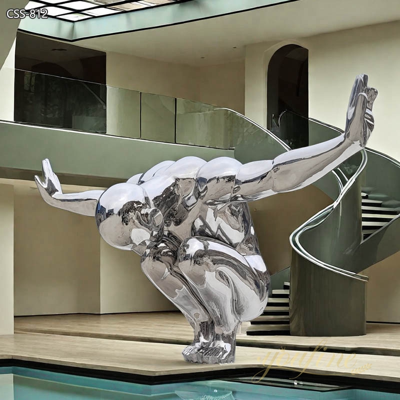 High Polished Modern Metal Man Statue