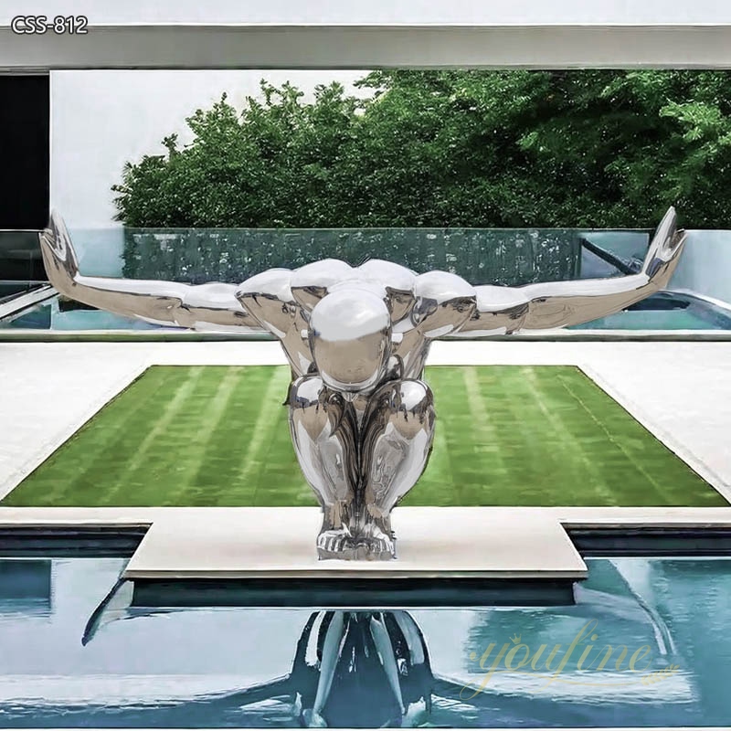 High Polished Modern Metal Man Statue