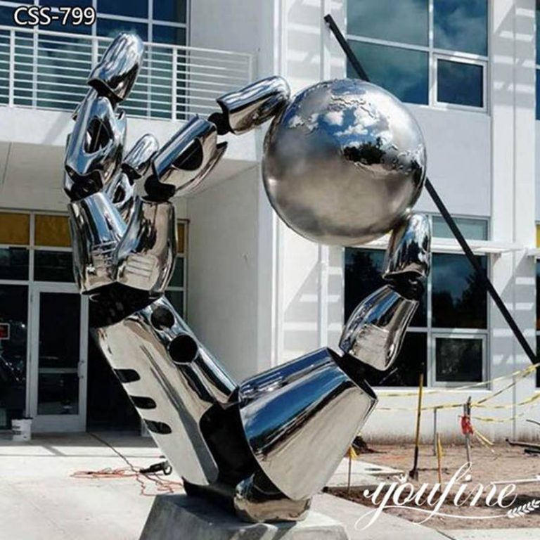 Metal Hand Sculpture Modern Abstract Art - Stainless Steel Sculpture