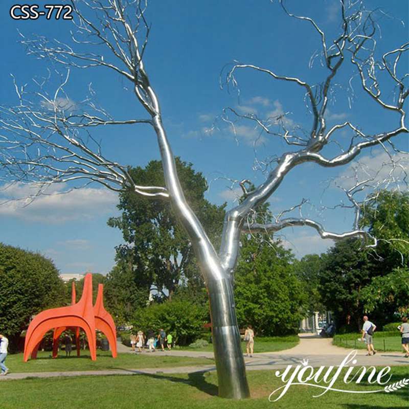 Stainless Steel Tree Sculpture Modern Outdoor Decor - YouFine Sculpture