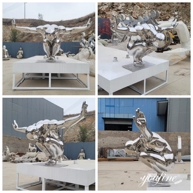 High Polished Stainless Steel Diving Man Statue