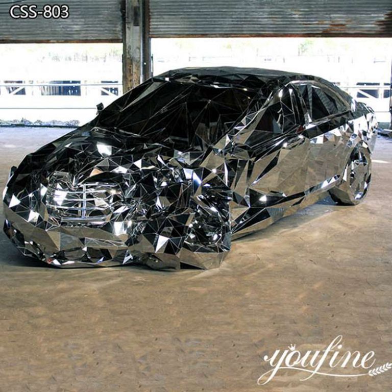 Wreck Sculpture Modern Stainless Steel Car- Stainless Steel Sculpture
