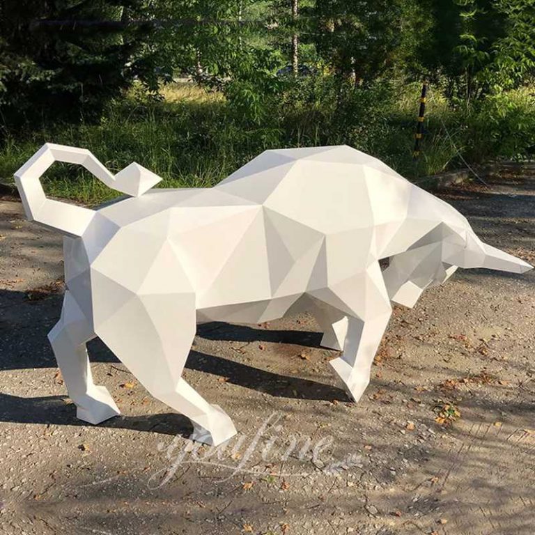 Stainless Steel Geometric Bull Statue Modern Decor - YouFine Sculpture