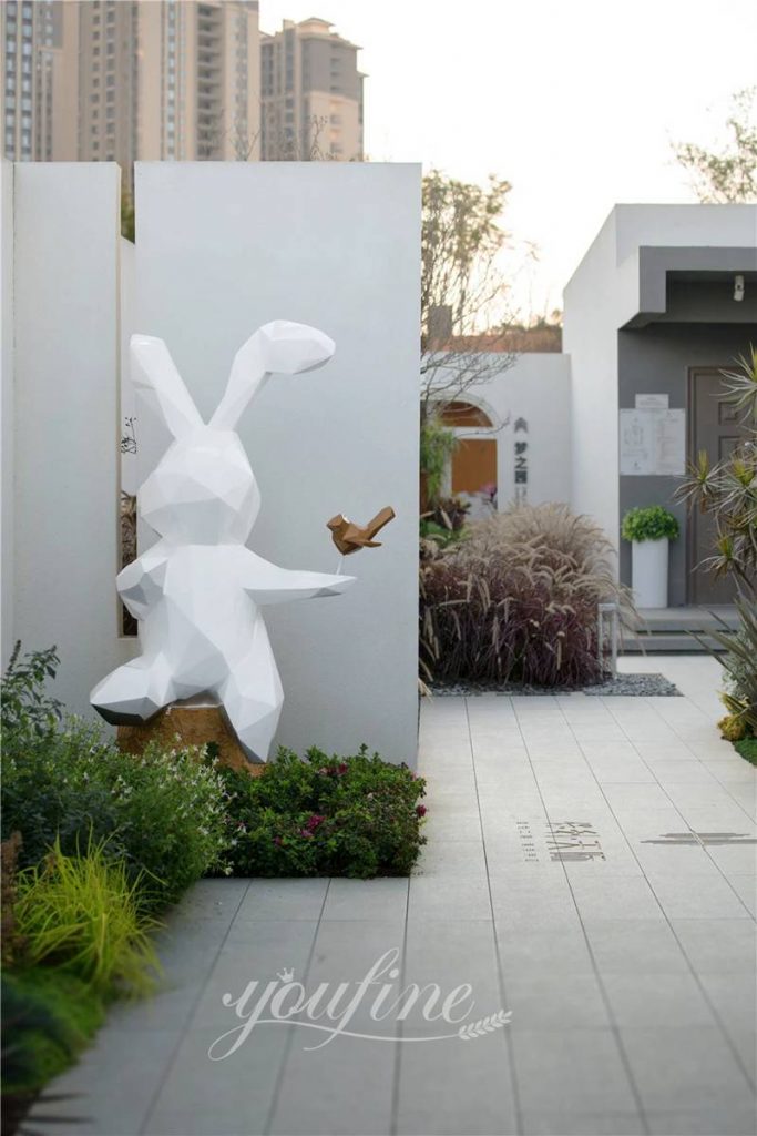 Stainless Steel Geometric Rabbit Sculpture - YouFine Sculpture
