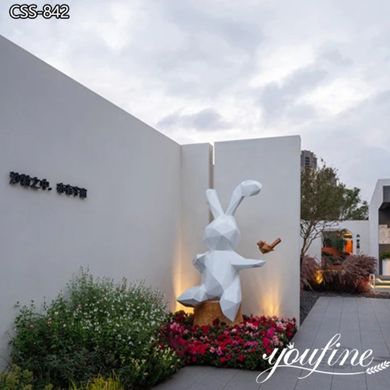 Stainless Steel Geometric Rabbit Sculpture - Stainless Steel Sculpture