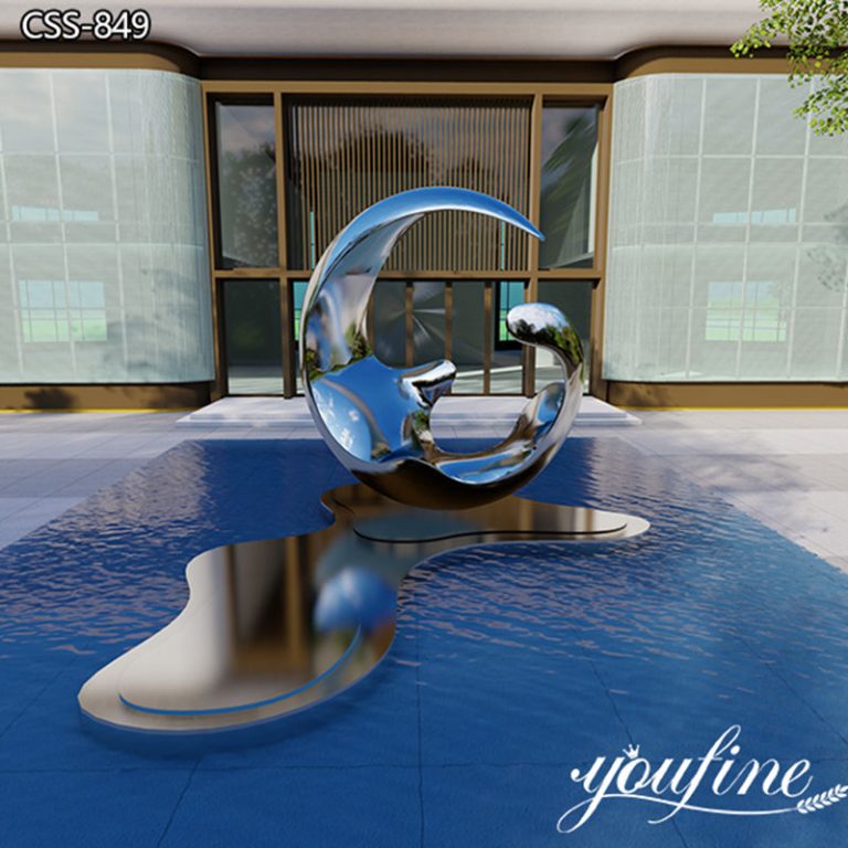 Outdoor Garden Mirror Water Feature - Stainless Steel Sculpture