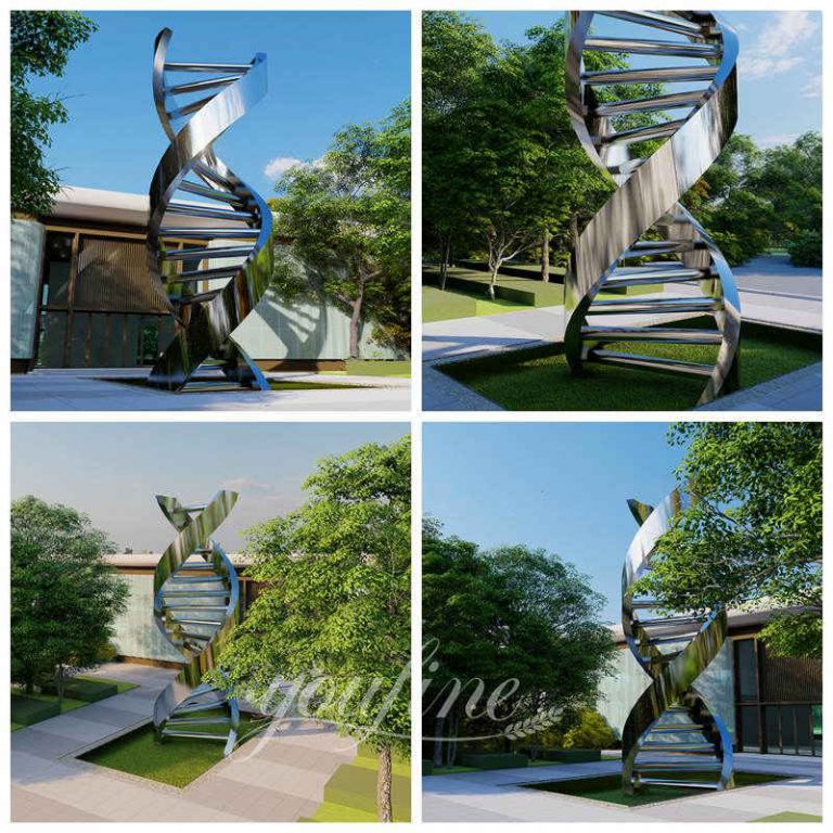 Polished Stainless Steel DNA Sculpture- Stainless Steel Sculpture
