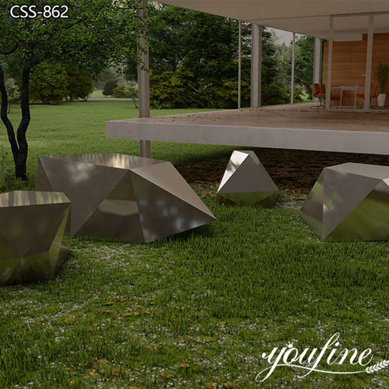 Metal Geometric Sculpture Rock Design- Stainless Steel Sculpture