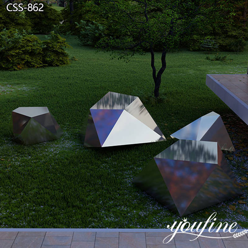 Metal Geometric Sculpture Rock Design- Stainless Steel Sculpture