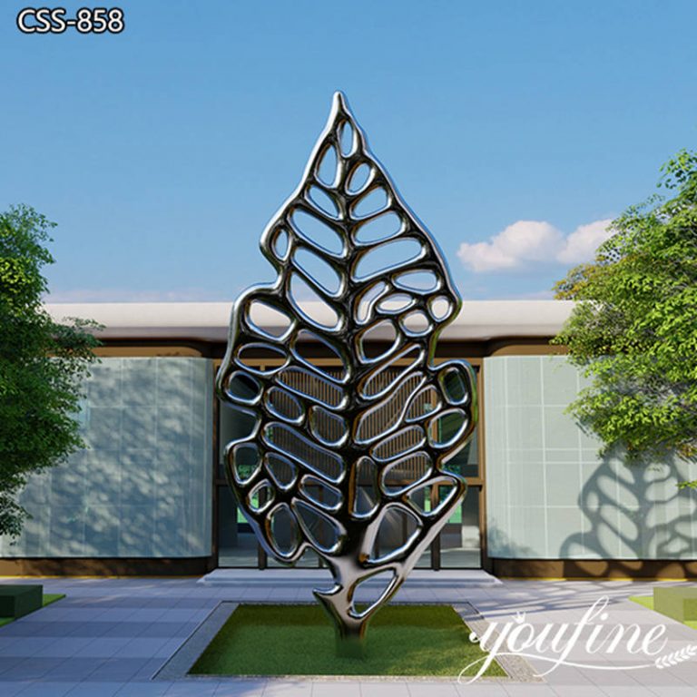 Modern Metal Leaf Sculpture on Stand - Stainless Steel Sculpture