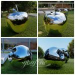 Large Garden Metal Apple Sculpture - Stainless Steel Sculpture