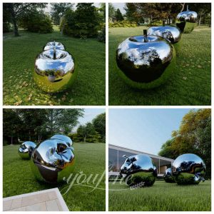 Large Garden Metal Apple Sculpture - Stainless Steel Sculpture