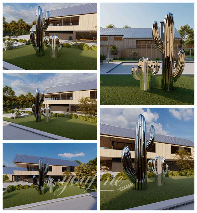 Large Metal Cactus Sculpture for Outdoor Lawn - You Fine Metal Sculpture