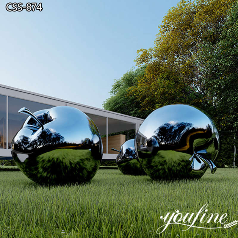 Large Garden Metal Apple Sculpture - Stainless Steel Sculpture