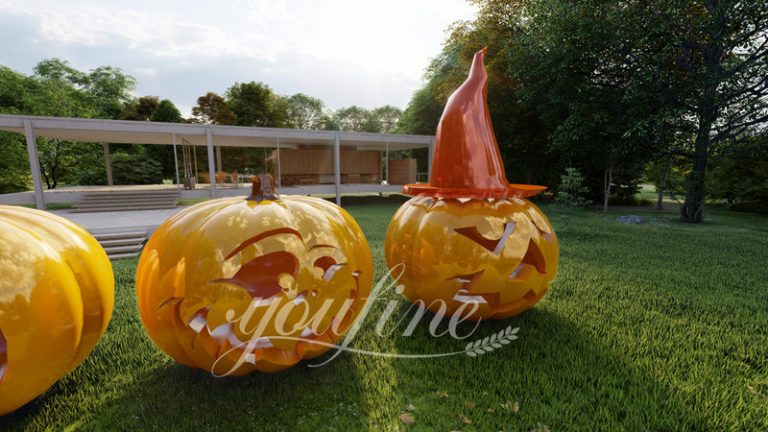 Large Outdoor Metal Pumpkins Painted Decor - Stainless Steel Sculpture