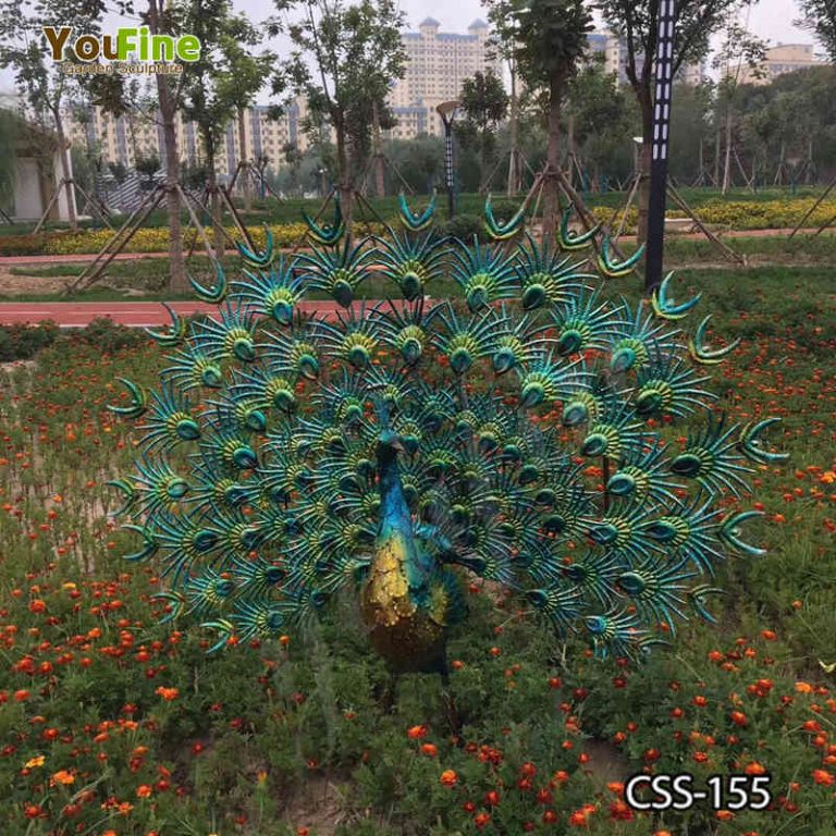 Large Outdoor Metal Peacock Statue Lawn Ornament-YouFine Sculpture