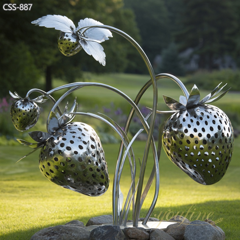 Stainless Steel Outdoor Strawberry Sculpture- Stainless Steel Sculpture