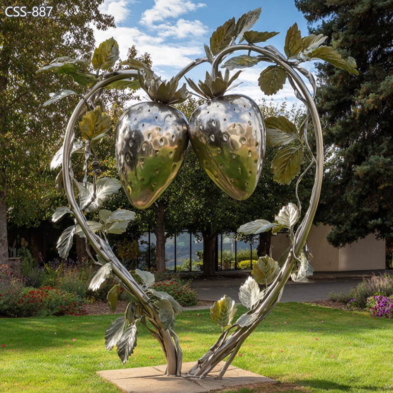 Stainless Steel Outdoor Strawberry Sculpture- Stainless Steel Sculpture